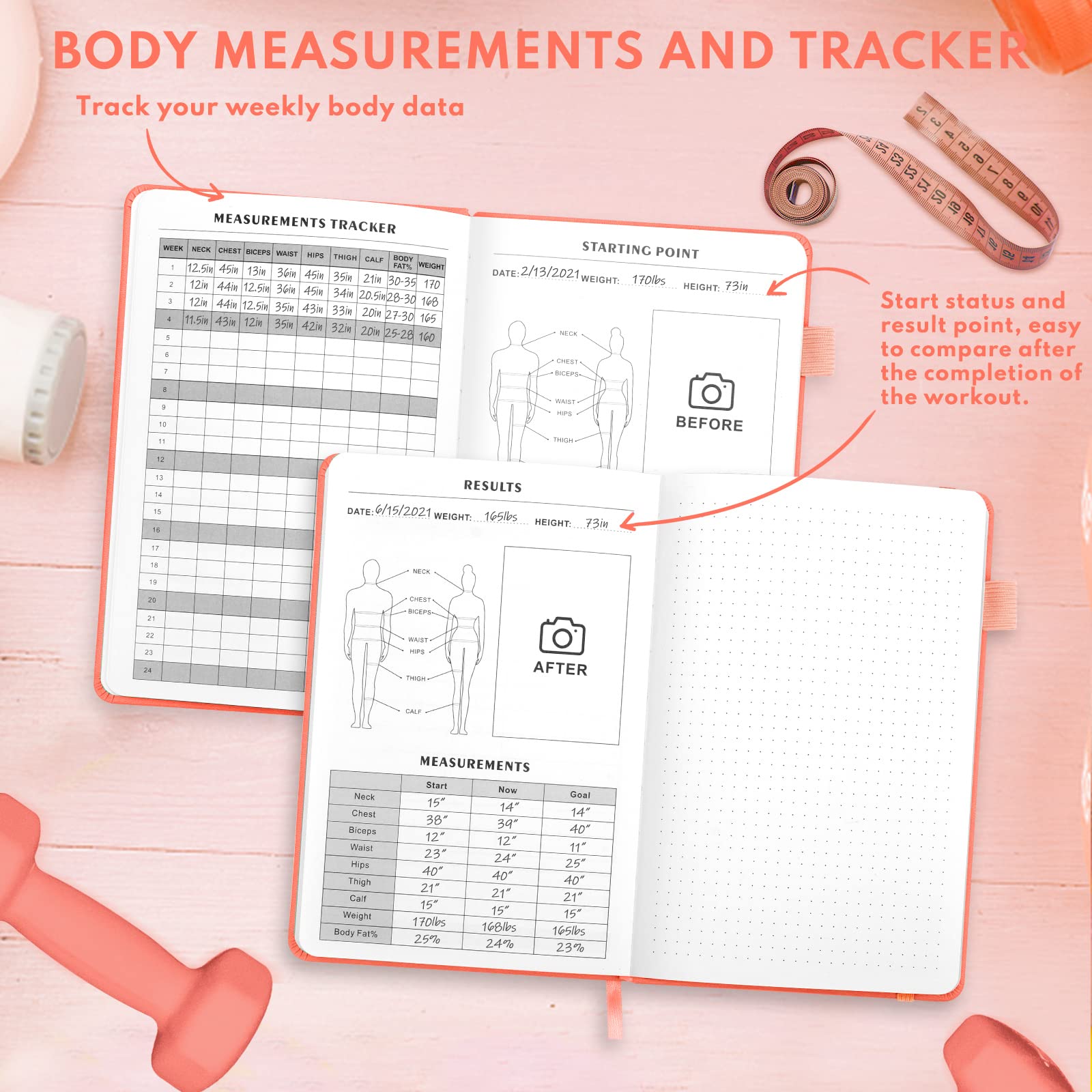 Snapklik.com : Fitness Journal Hardcover Workout Planner 6- Month ...