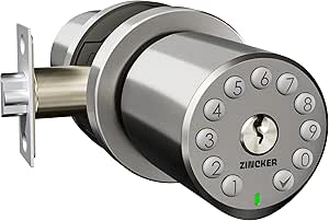 Zincker Door Knob with Keypad Lock Interior Keyless Electronic Pin Code ...