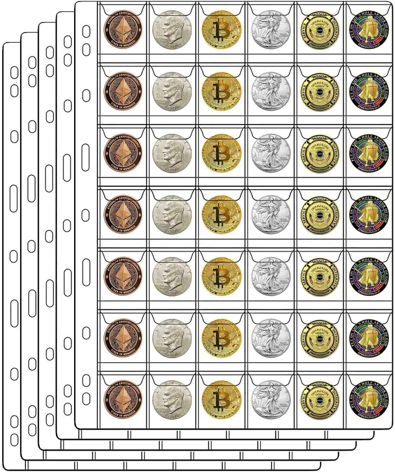 Amazon.com : 12-Pocket Coin Pages for Collectors, Standard 9-Hole Coin ...