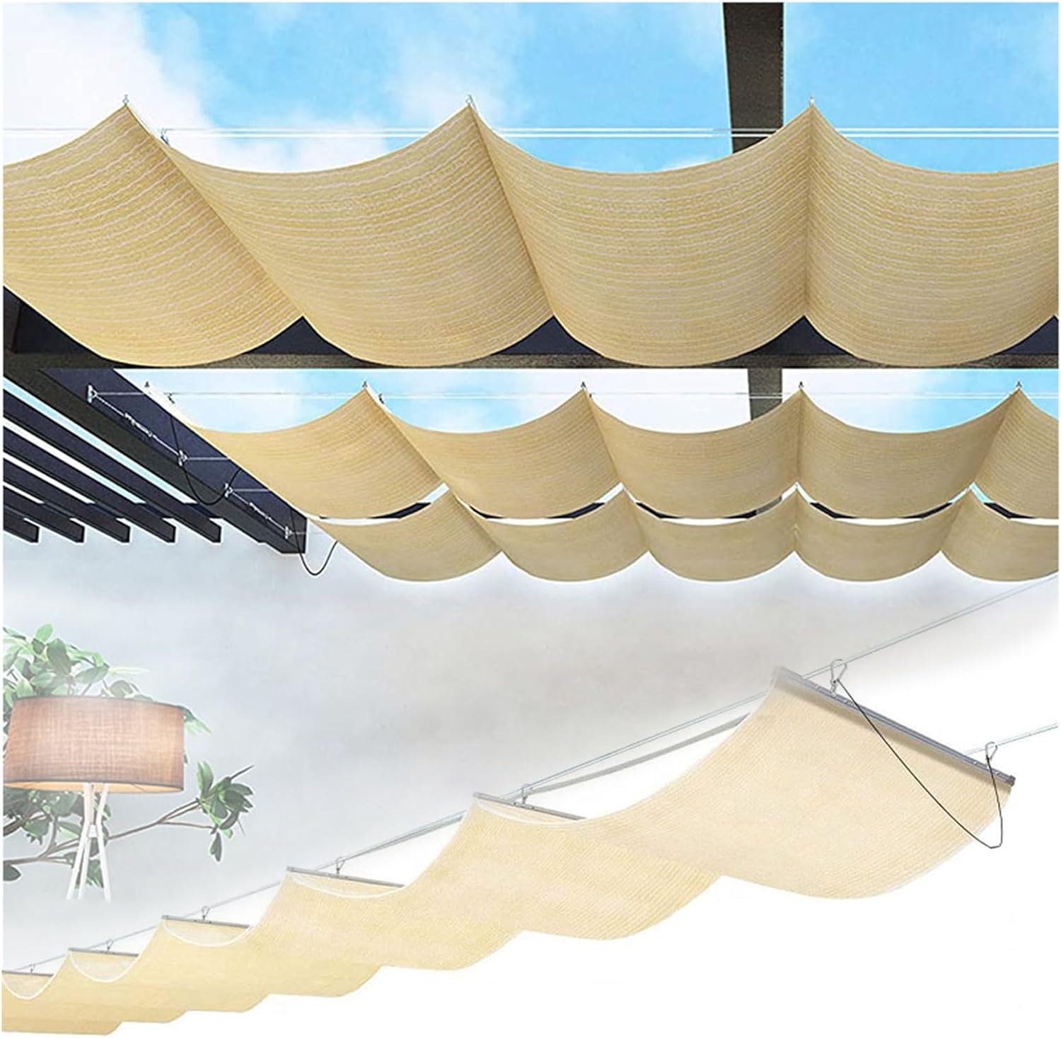 Amazon.com: Retractable Wave Shade Sails,Retractable Wave Sun Shade ...