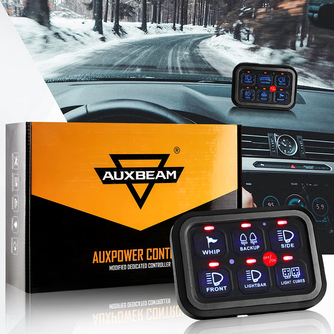 Buy Auxbeam 6 Gang Switch Panel BC60, Universal Circuit Control Relay ...