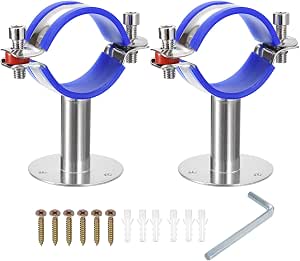 uxcell 2Pcs Stainless Steel Pipe Supports Wall Mount Ceiling Mount Pipe ...
