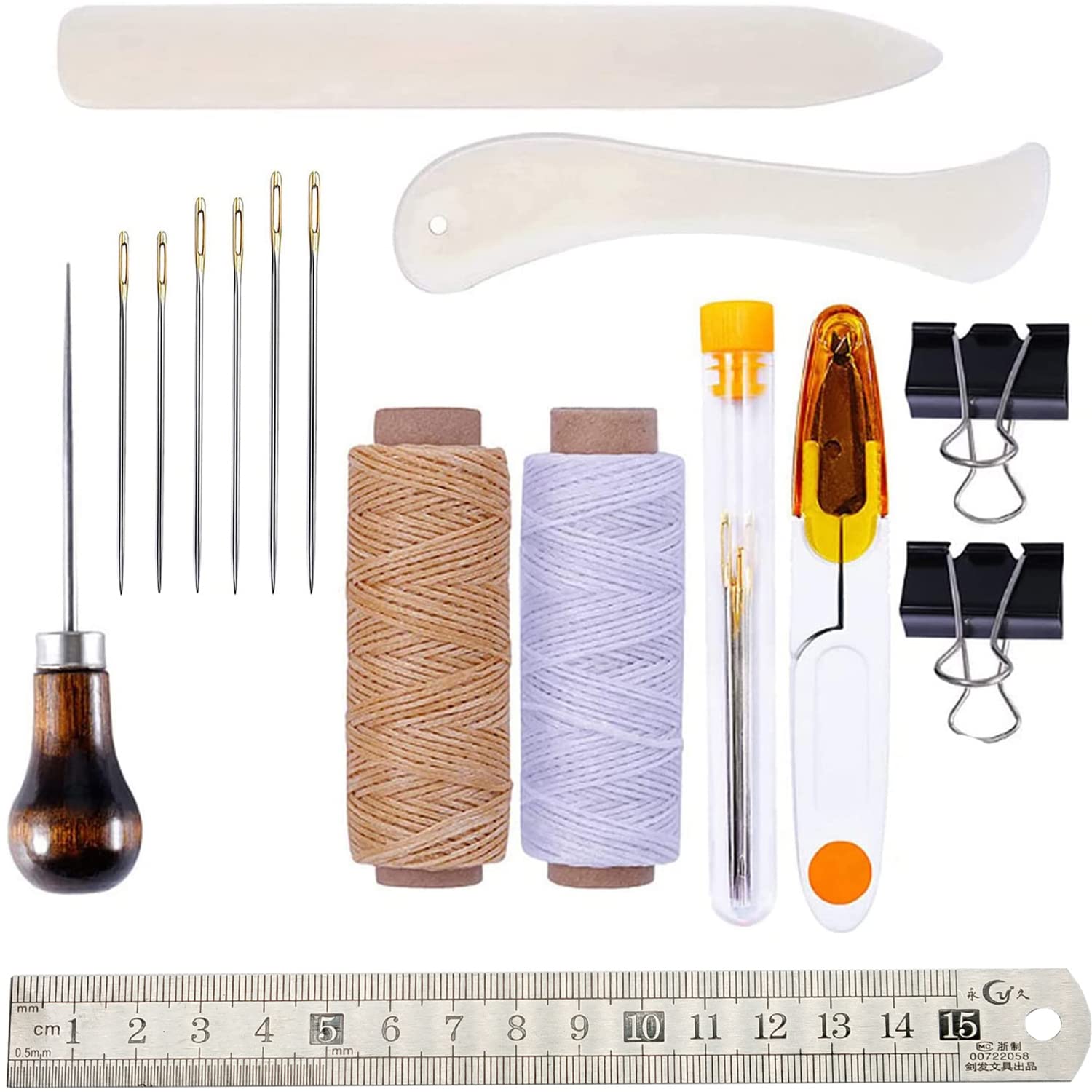 Set of 16 Bookbinding Kit Tools Set Bone Folder Paper Creaser, Waxed ...