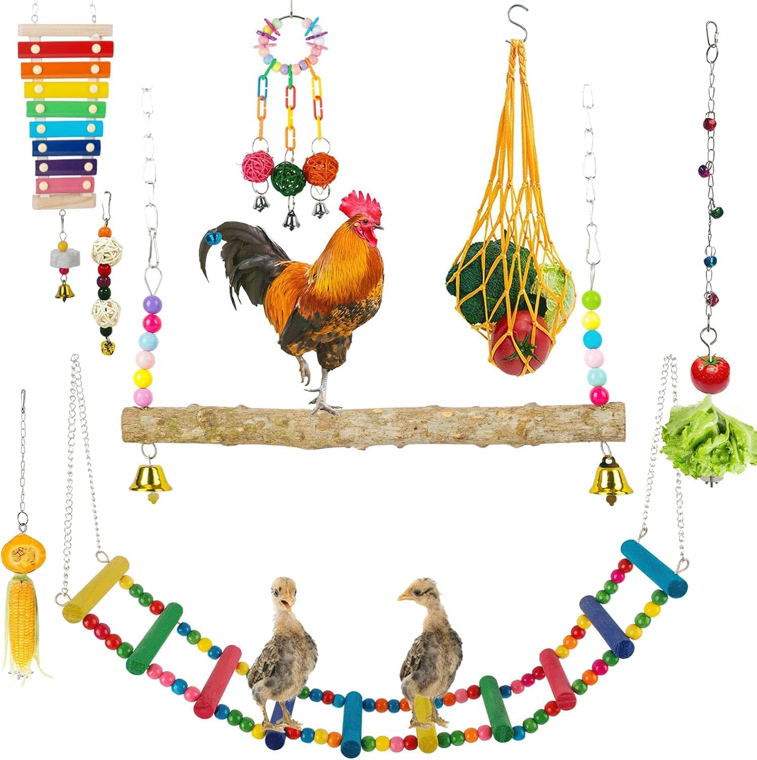 Amazon.com: ALI2 8PCS Chicken Toys for Coop Chicken Xylophone Toy ...