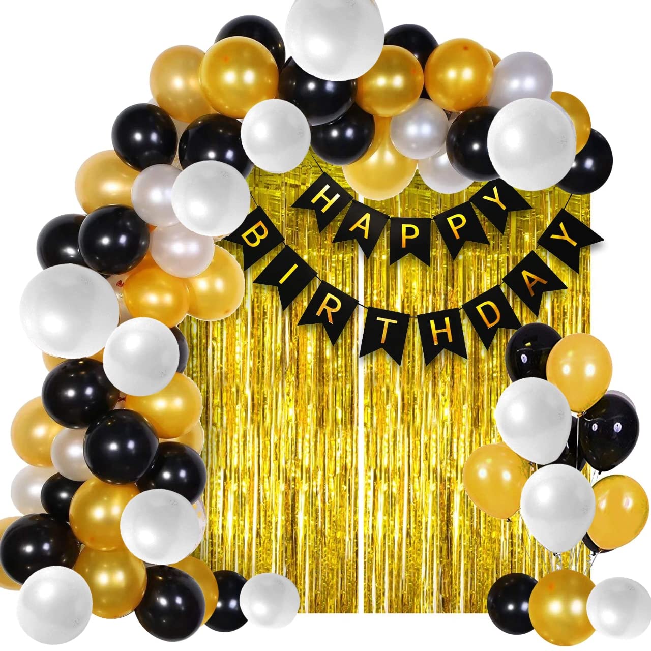 MezoKart.com Happy Birthday Decoration Kit Golden Fringe Curtains 2 ...