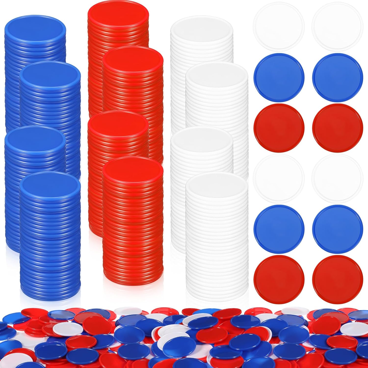 Amazon.com: Wettarn 1200 Pcs Plastic Poker Chips 1.45 Inch Game Chips 3 ...