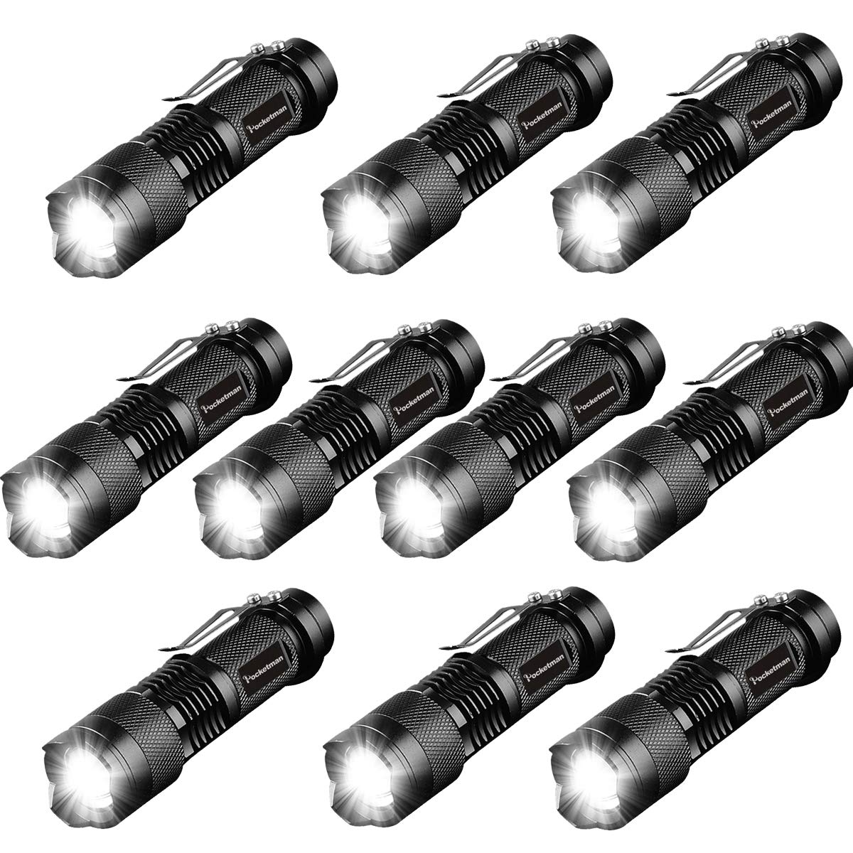 Modaao 10 Pack Mini Flashlights LED Flashlight 300lm Adjustable Focus ...