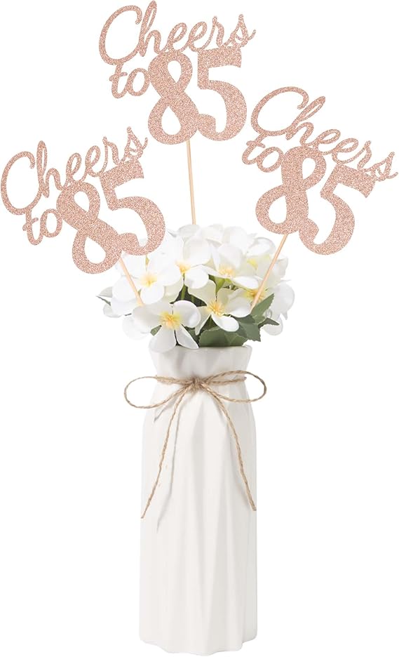 Amazon.com: Gexolenu Cheers to 85, 10 Pack Double-Sided Rose Gold ...