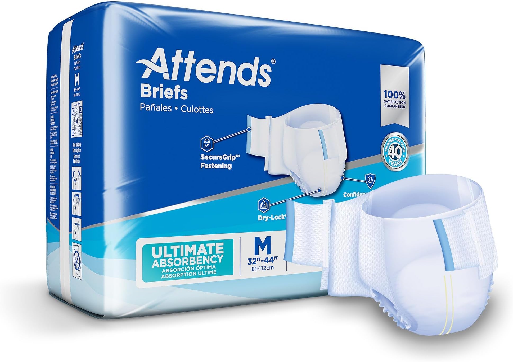 Amazon.com: Attends Adult Incontinence Disposable Briefs, Medium, 32 ...