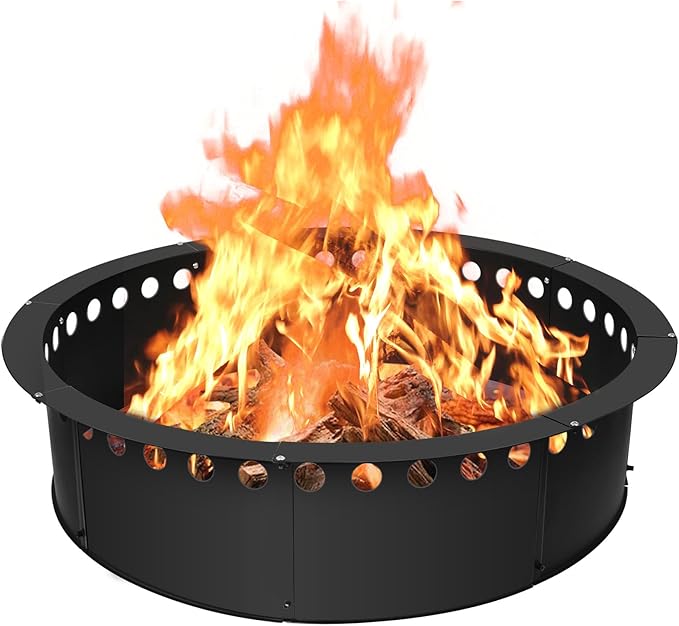 Amazon.com : 30 inch Fire Pit Ring,Heavy Duty Metal Smokeless Permanent ...