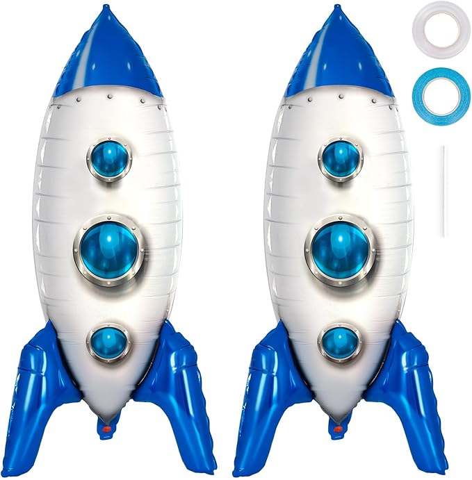 Amazon.com: 2 Pcs Large Blue Rocket Balloons for Kids, 33 Inch Rocket ...