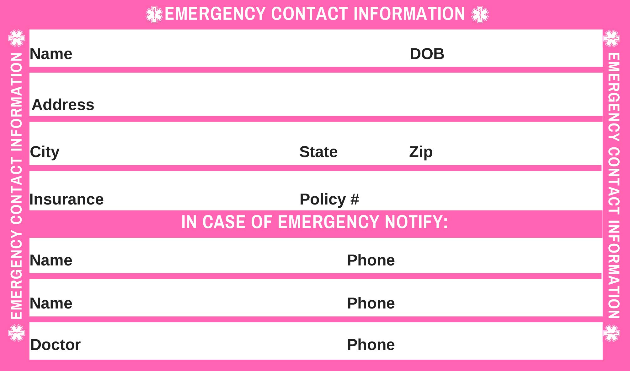 Emergency Medical ID Card - Self-Laminating, Globally Recognized ...