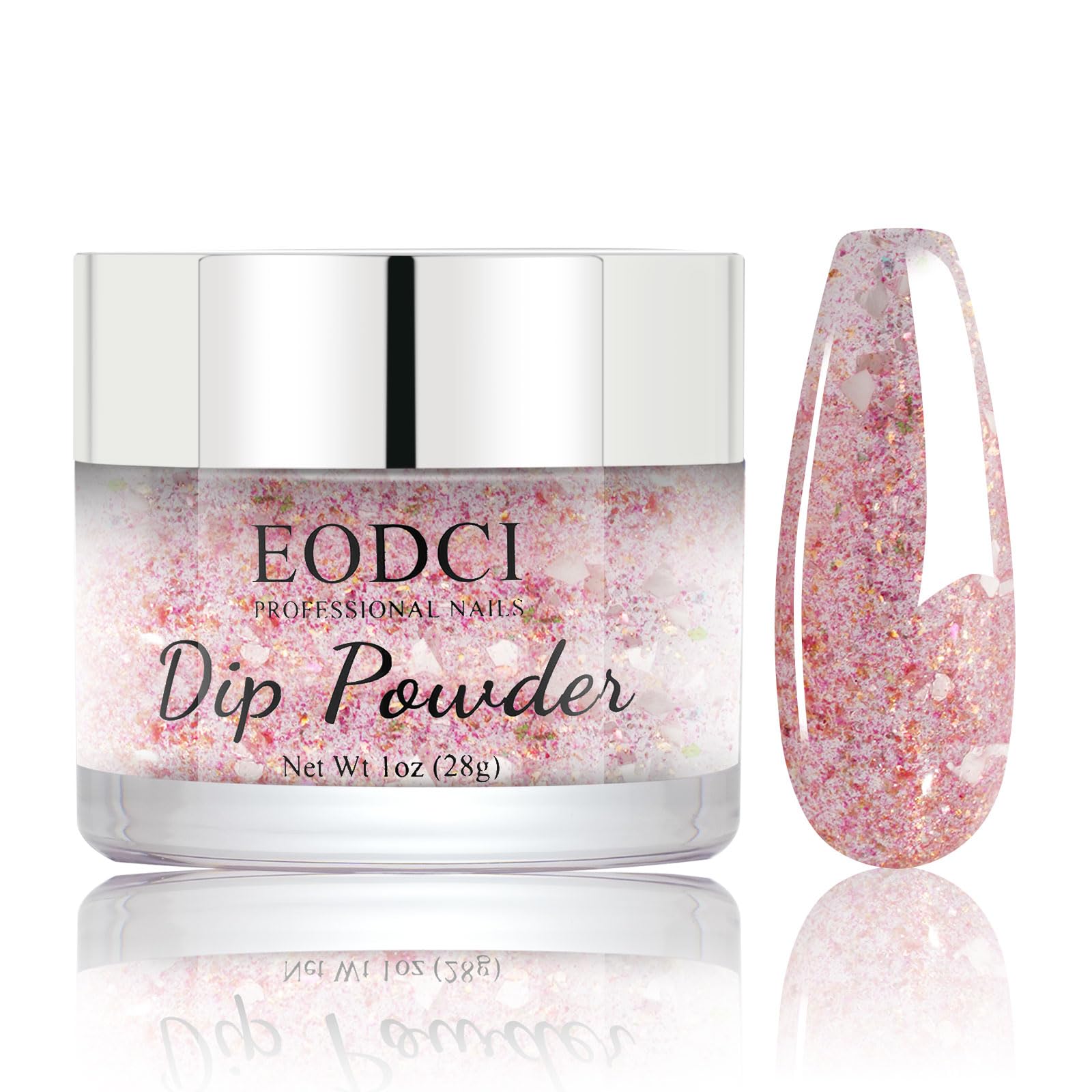 Amazon.com: EODCI Pink Color Glitter Nail Dip Powder, Pale Pink With ...