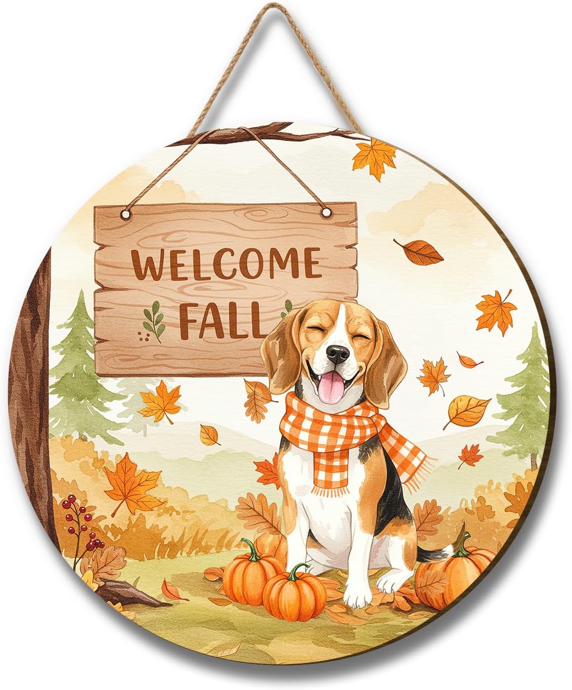 Amazon.com: Welcome Fall Beagle Cozy Autumn Field Pumpkins Golden ...