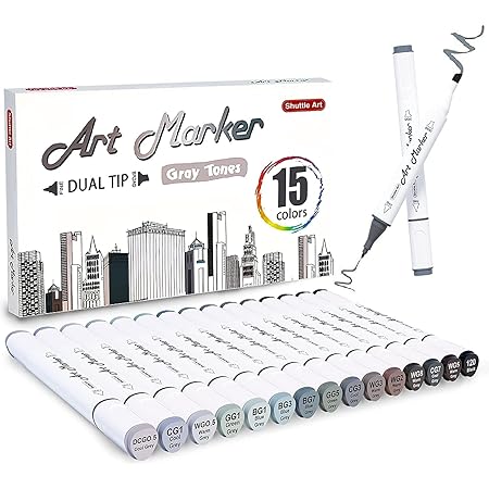 Amazon.com: Tombow 56171 Dual Brush Pen Art Markers, Grayscale, 10-Pack ...