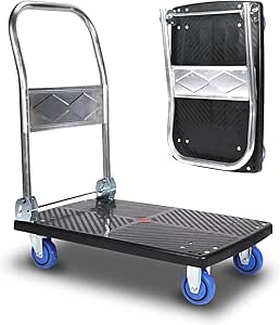 Heavy Duty Folding Platform Trolley, Rolling Flatbed Luggage Cart with ...