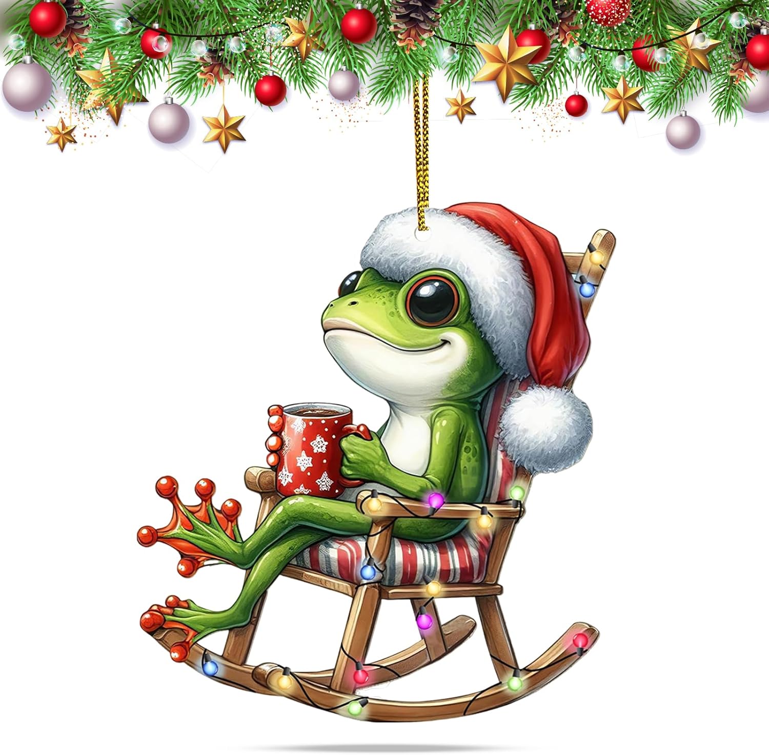 Amazon.com: Funny Frog Christmas Ornament, Vibrant Animal 2 Side ...