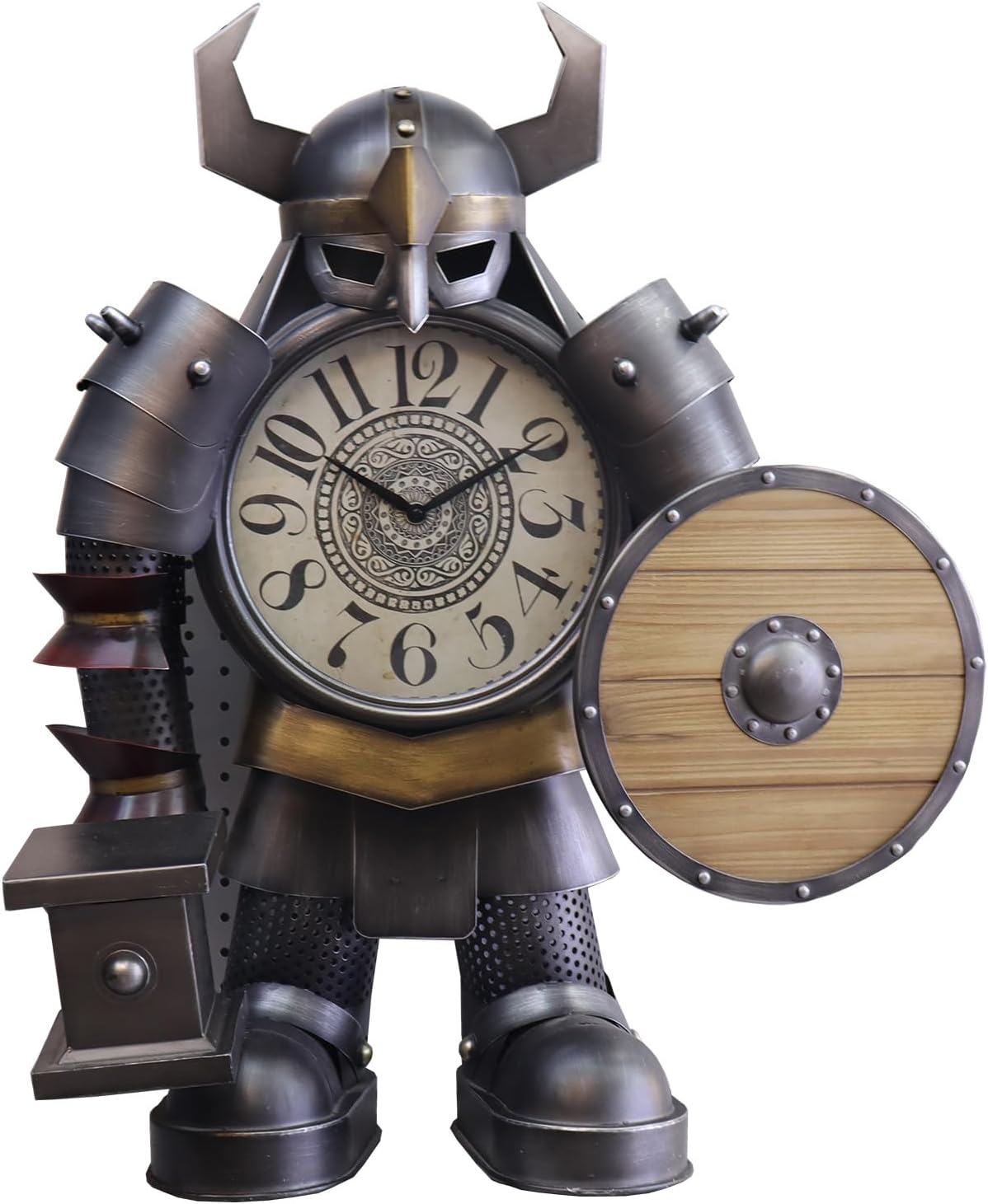 Amazon.co.jp: BIEYE時計C10005 レトロ時計 金属時計 卓上時計 装飾品 戦士 日本武士 鎧の戦士 駅の時計 ...