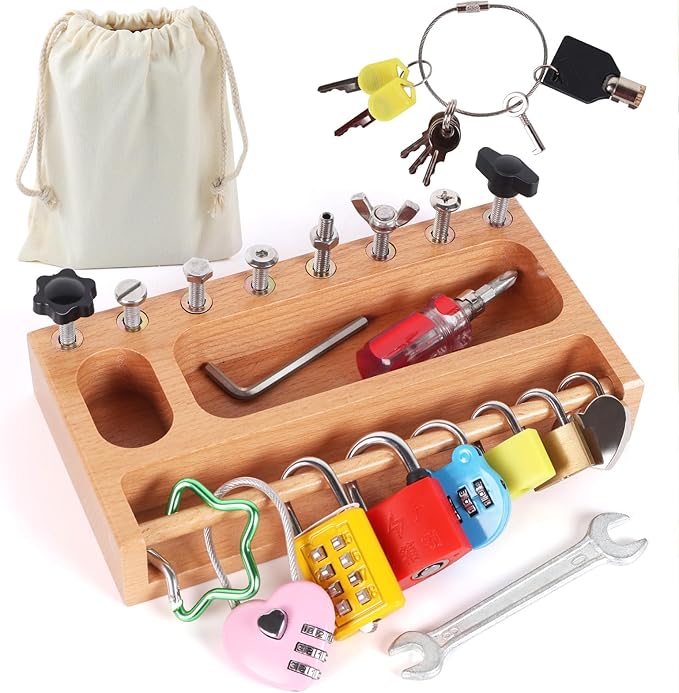 Amazon.com: TOUHKAN Montessori Busy Board Kids Tool Set, Montessori ...