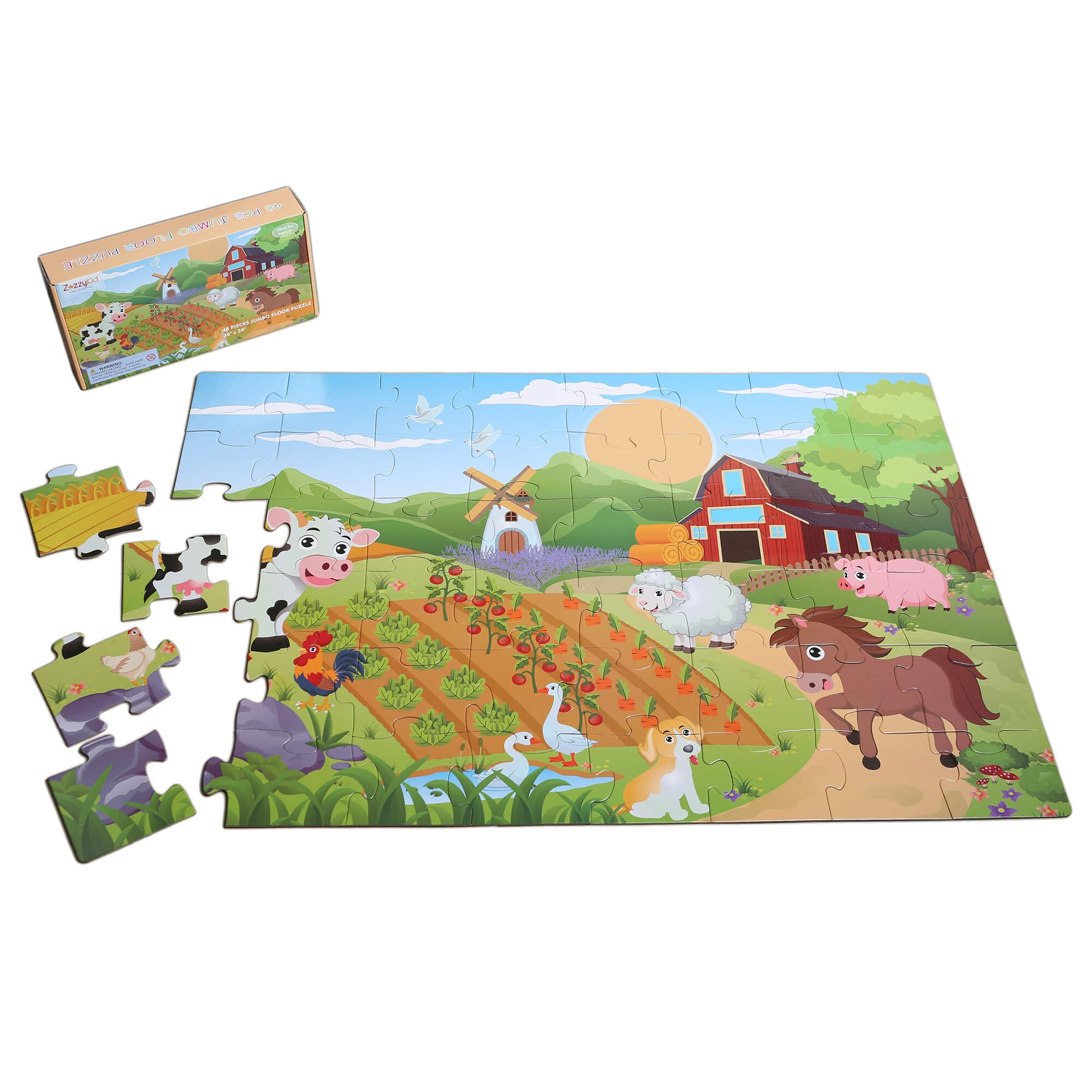 Amazon.com: Farm Floor Puzzle for Kids 3-5: Educational Jigsaw Farm ...