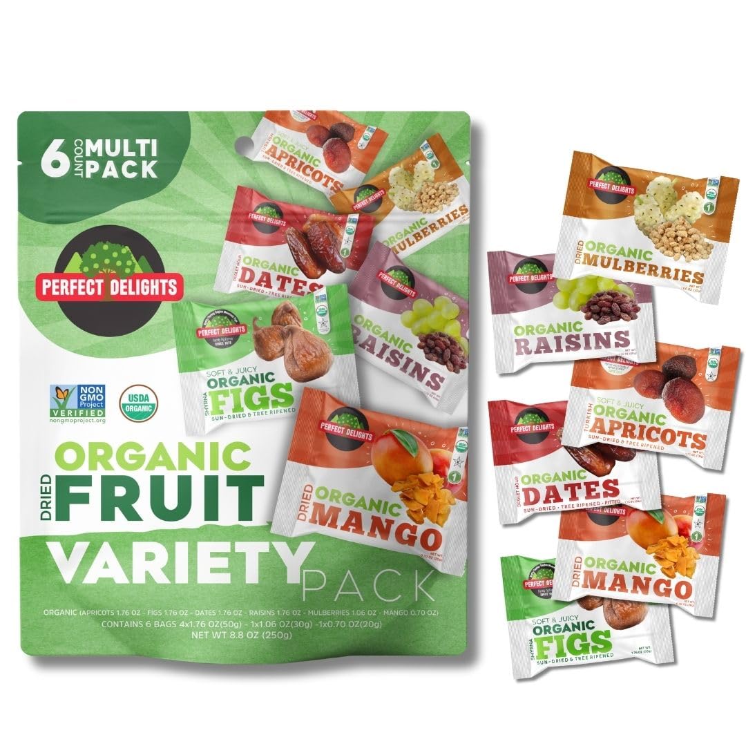 Amazon.com: Perfect Delights Organic Sun-Dried Fruits, Multipack, Vegan ...