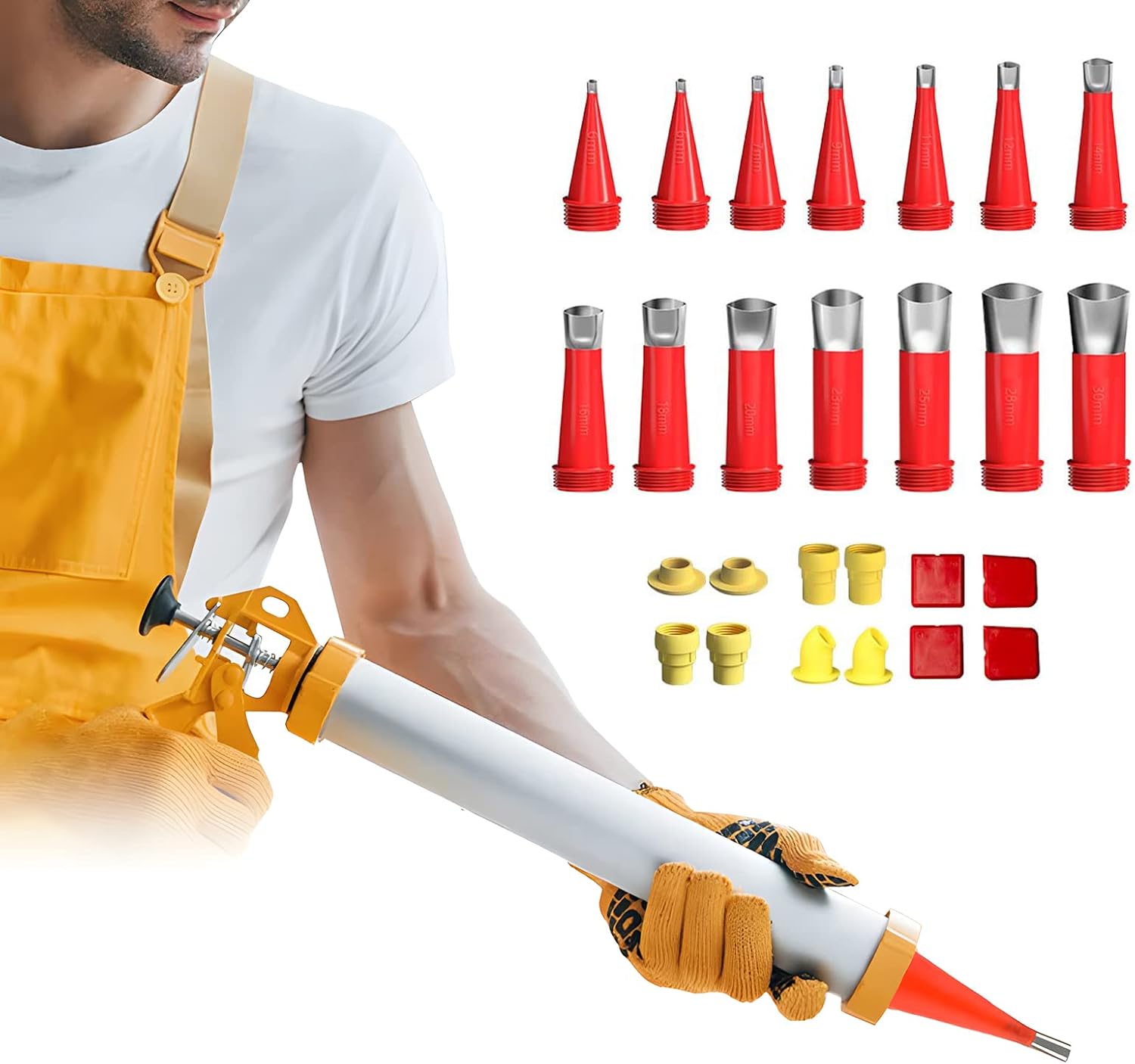 Universal Integrated Rubber Nozzle Tool Kit - Stainless Steel Caulking ...