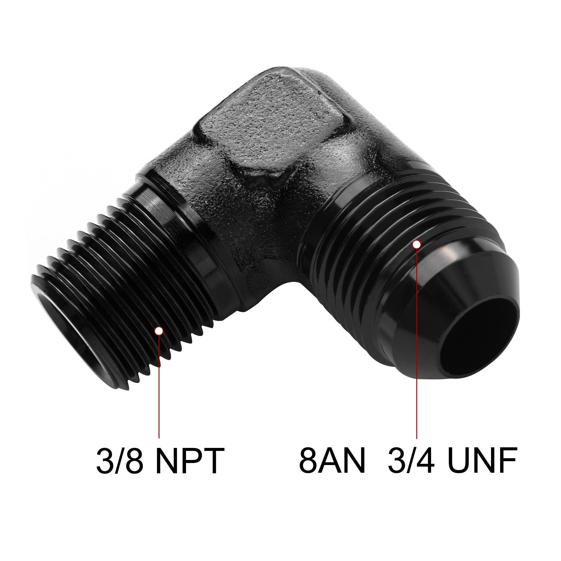 Snapklik.com : 8AN To 3/8" NPT Male 90 Degree Fitting Adapter Aluminum