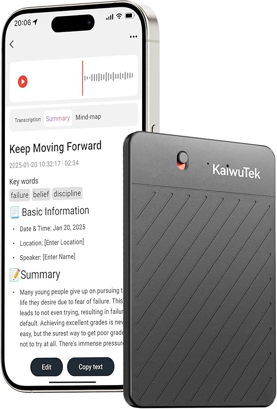 Kaiwutek Audio Registratore Vocale AI Professionale Portatile con ...