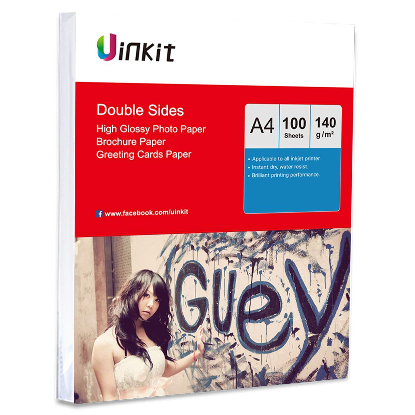 A4 Double Sided High Glossy Inkjet Paper - Uinkit 100 Sheets 140Gsm ...