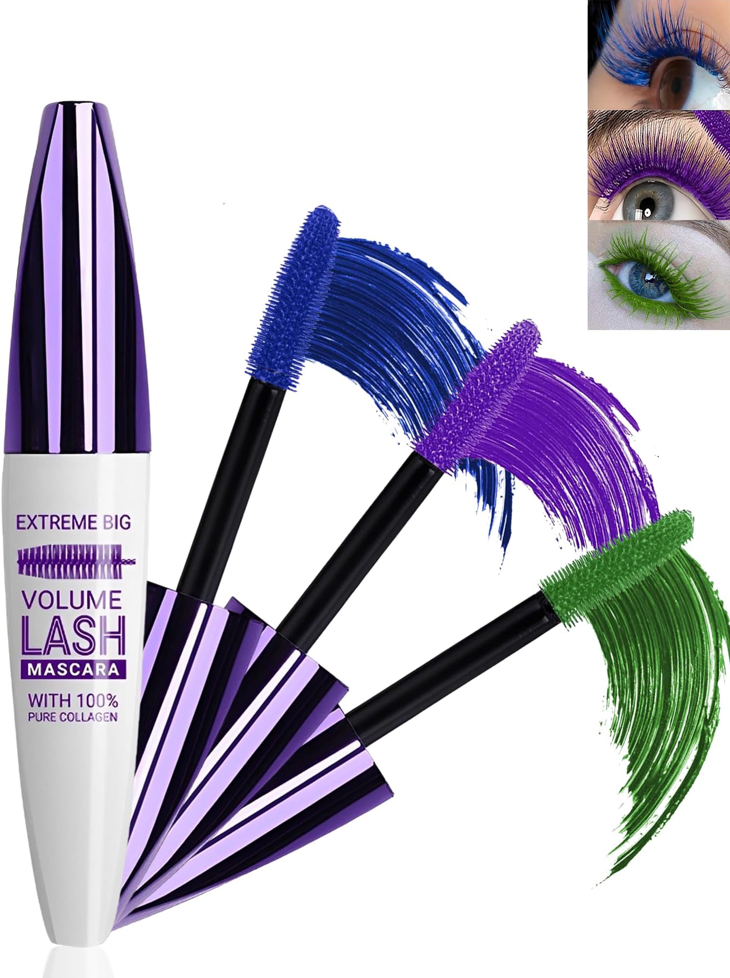 Amazon.com : 5D Colored Mascara for Eyelashes-3 Colors Blue Purple ...