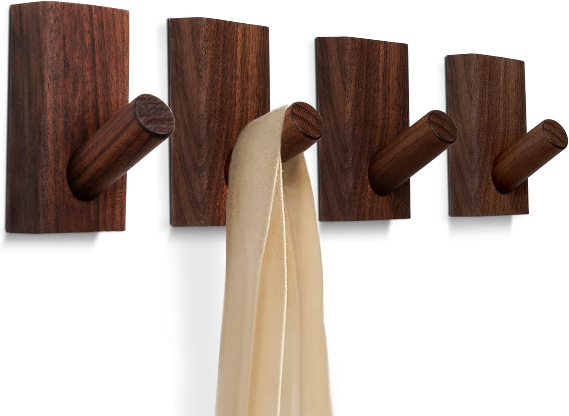 Amazon.com: CRSWHA Natural Wooden Wall Hooks,6 Pack Wall-Mounted Wood ...