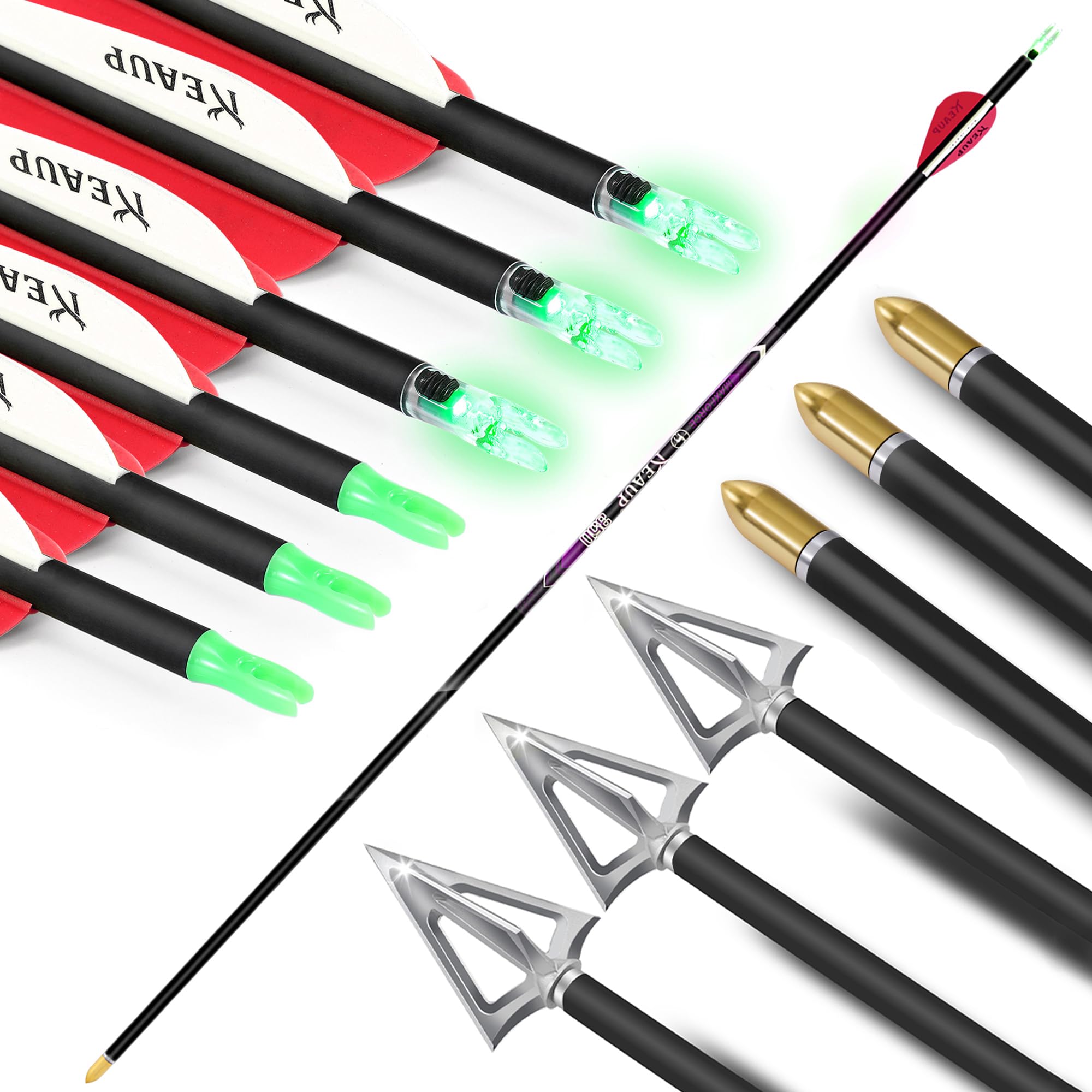 Snapklik.com : KEAUP 6 Pack 32 Inch Carbon Hunting Arrows