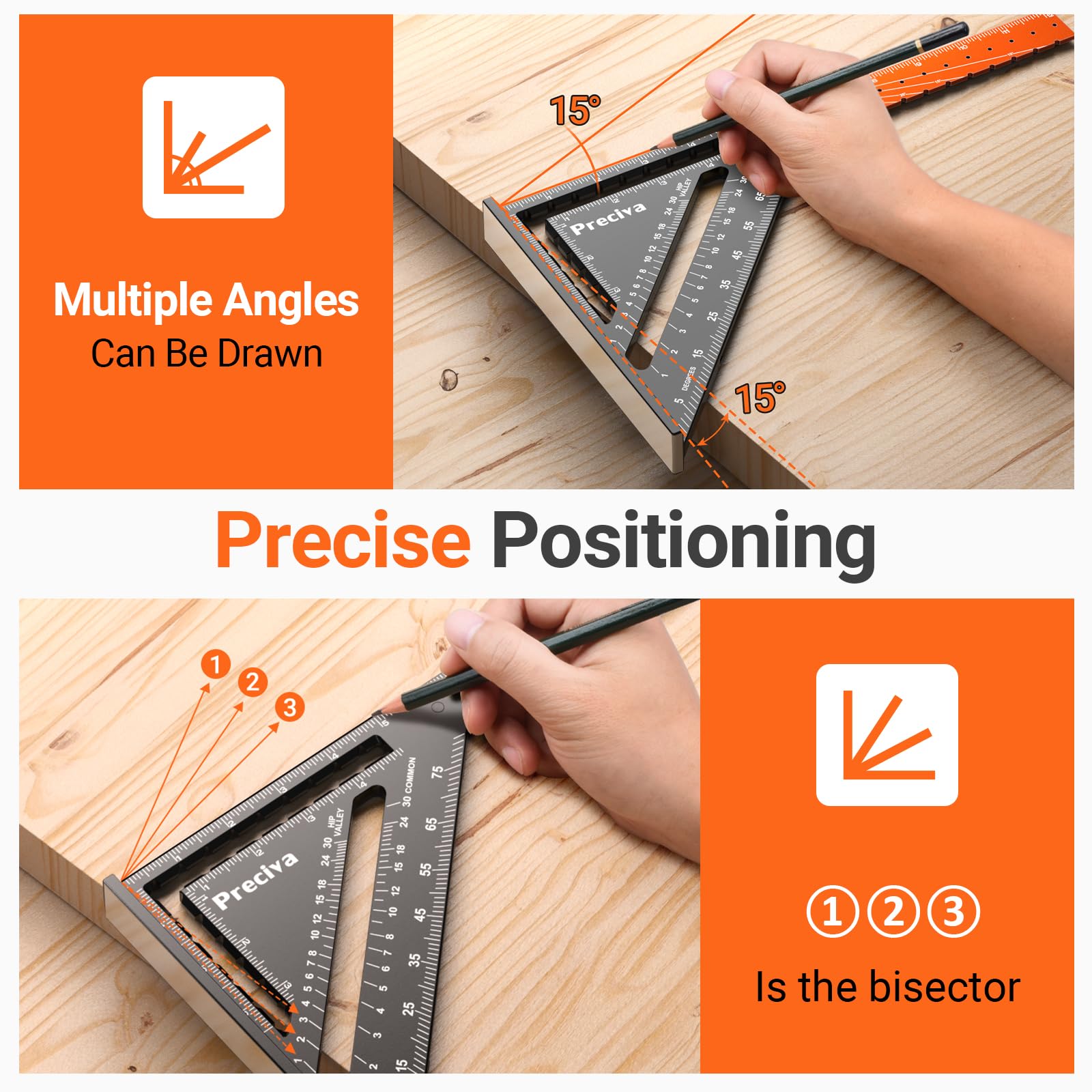 Snapklik.com : Preciva Foldable Carpenter Square Ruler, 12"