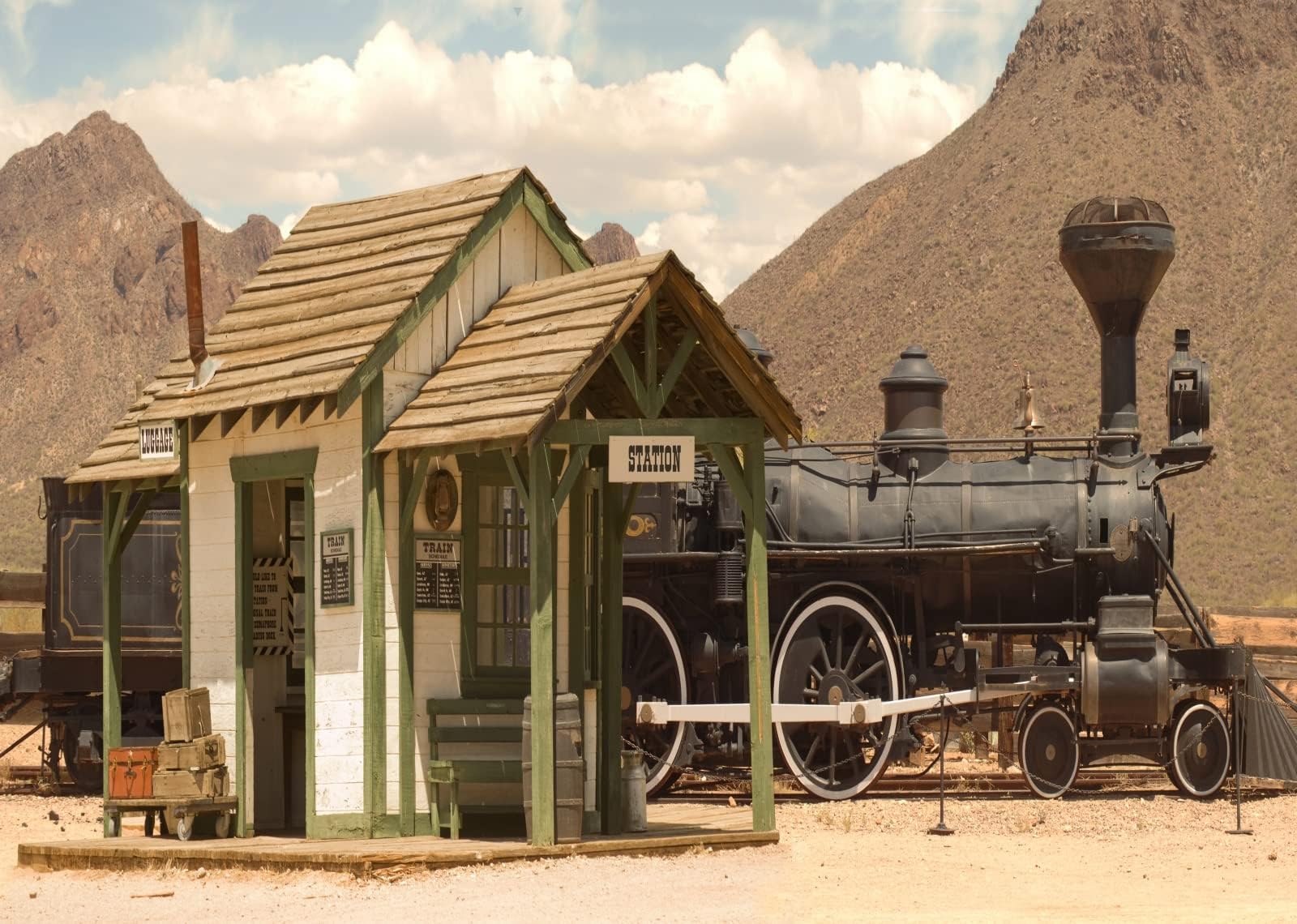 Amazon.com : BELECO 7x5ft Fabric Old West Train Station Photography ...