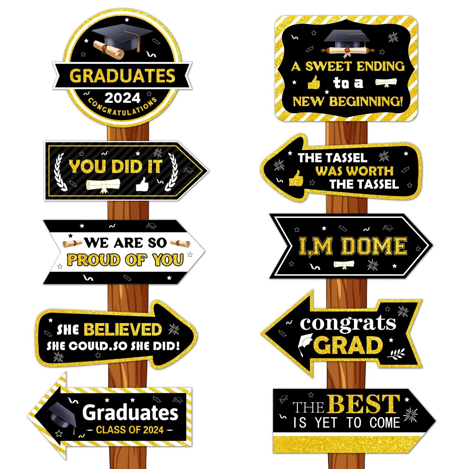 Black and Gold Graduation Yard Signs Class of 2024 Graduation Yard Sign ...