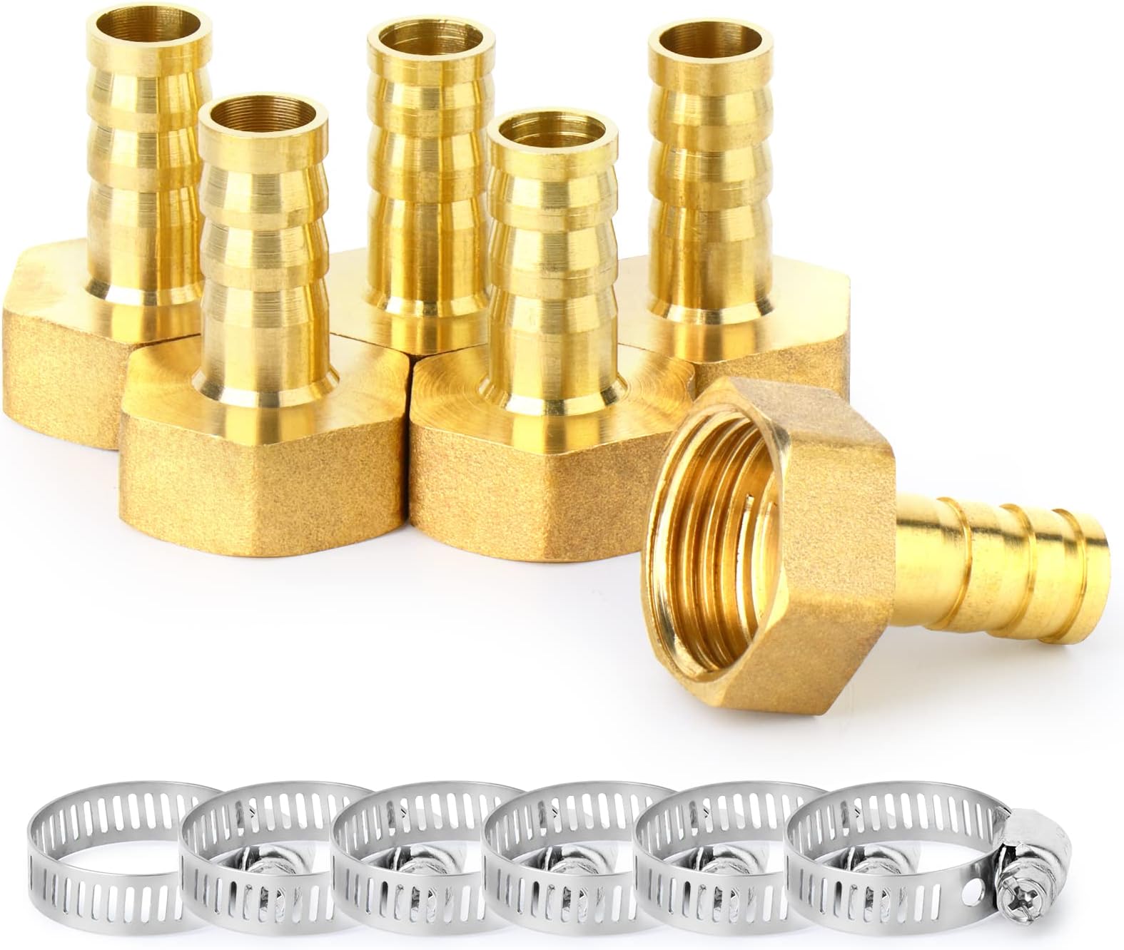 uxcell Brass Hose Barb Fitting Connector, 12mm Barb G1/2 Female Thread ...
