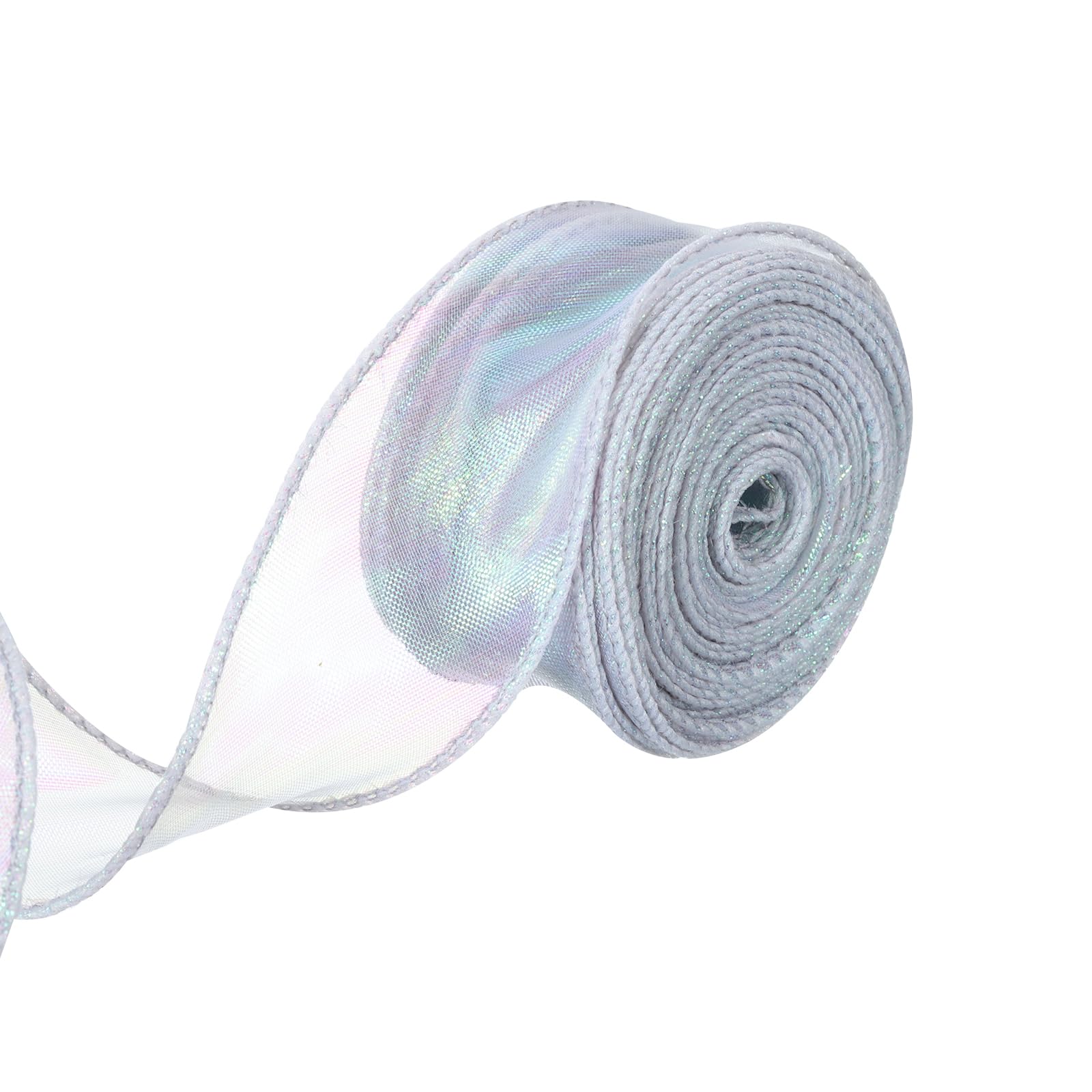 Amazon.com: MECCANIXITY 1 1/2" Wide Sparkly Sheer Wired Organza Ribbon ...