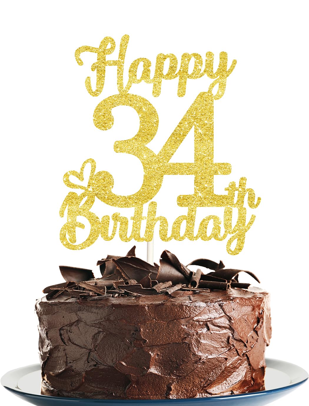 Snapklik.com : 34 Birthday Cake Toppers-Gold Glitter, 34th Cake Topper ...