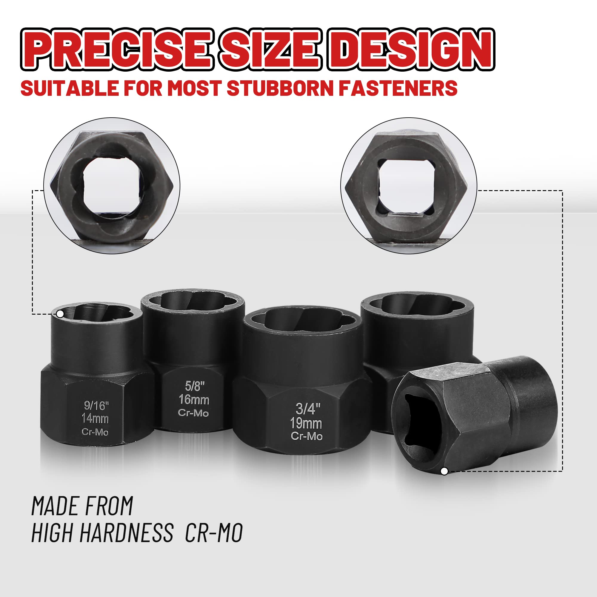 Snapklik.com : 20-Pcs Bolt &Nuts Extractor Set, 3/8 Drive Easy Out Bolt ...