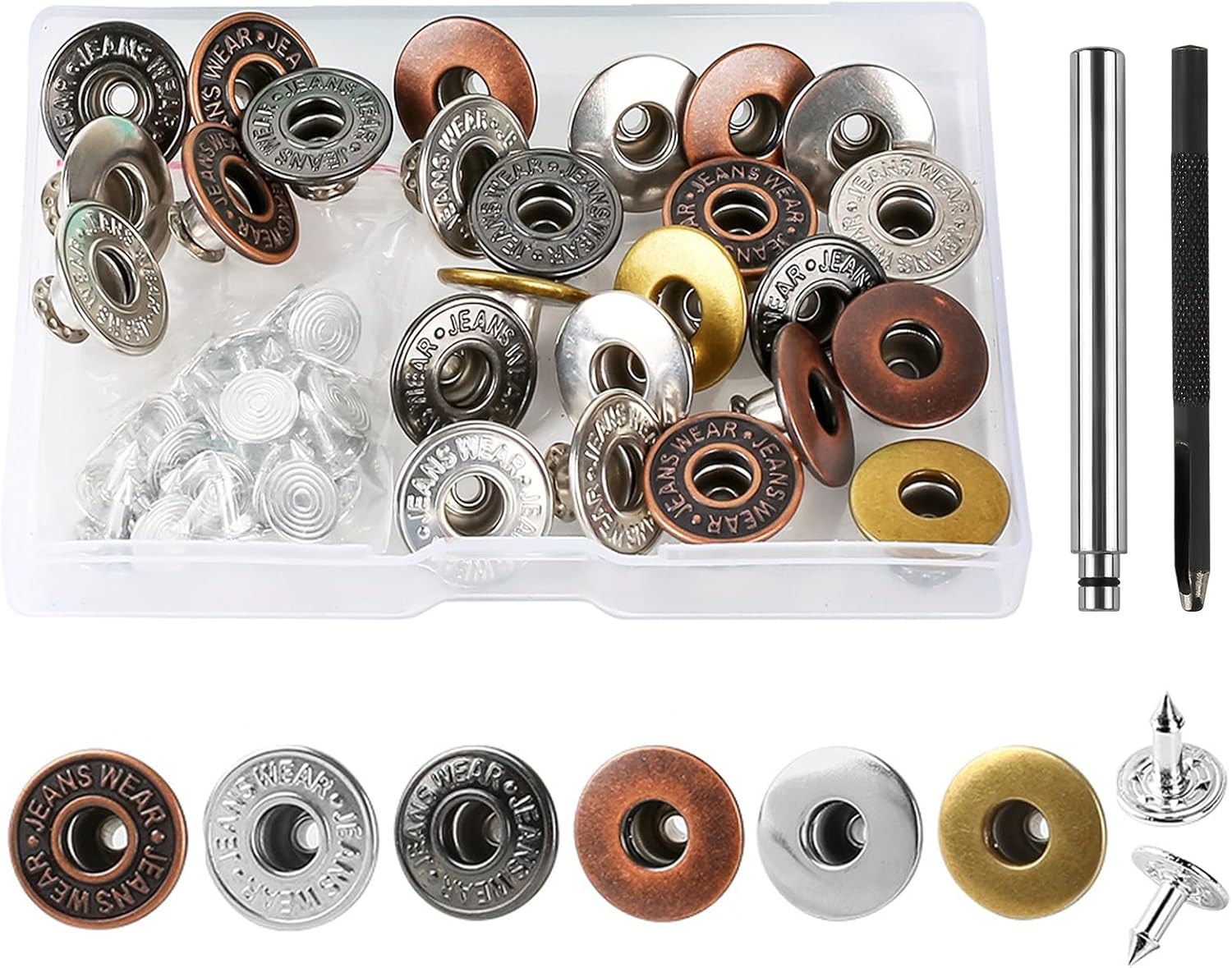 Amazon.com: Jeans Button Replacement - 30 Sets, 6 Styles, 17MM Metal ...