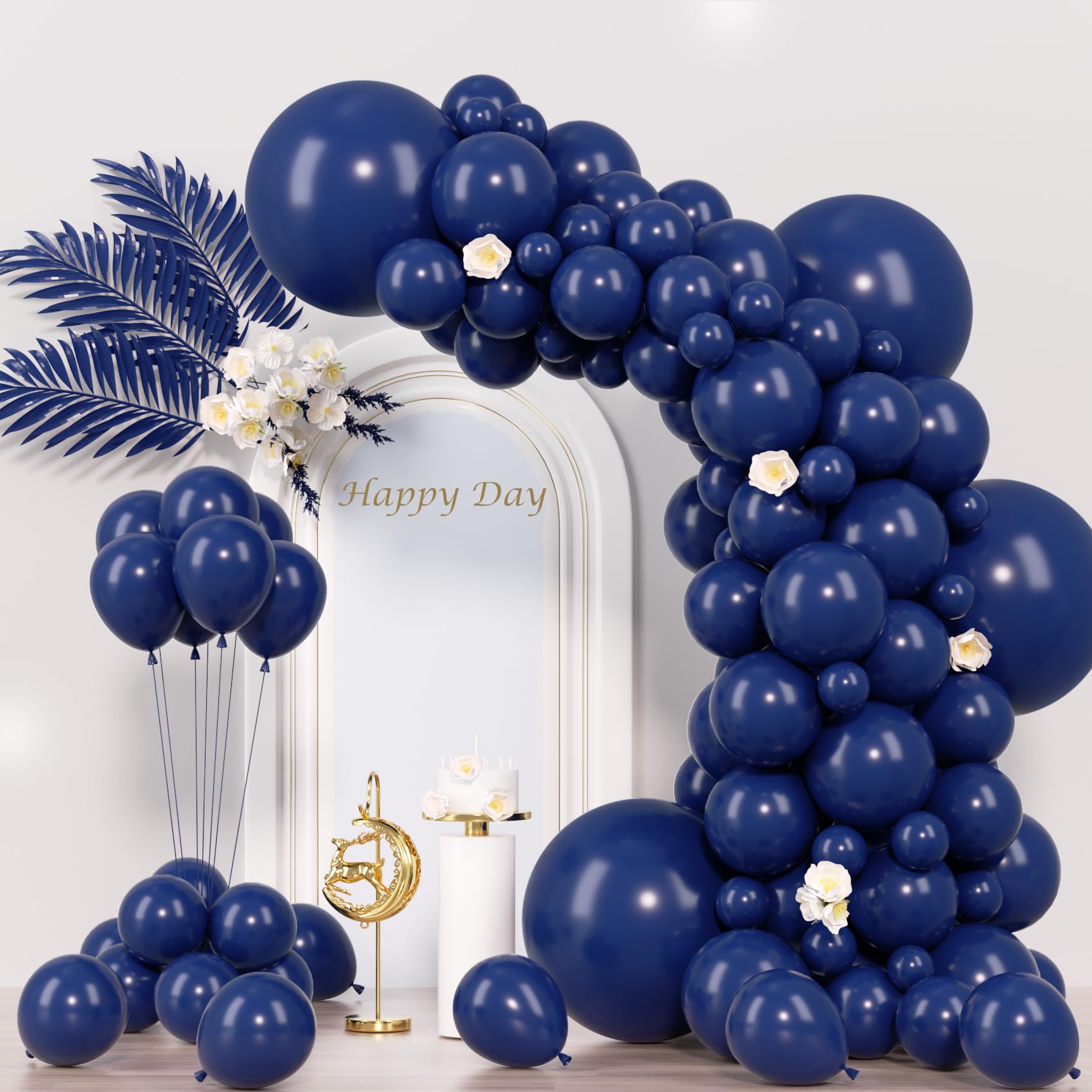 Amazon.com: Voircoloria 130pcs Navy Blue Balloons Different Sizes 18 ...