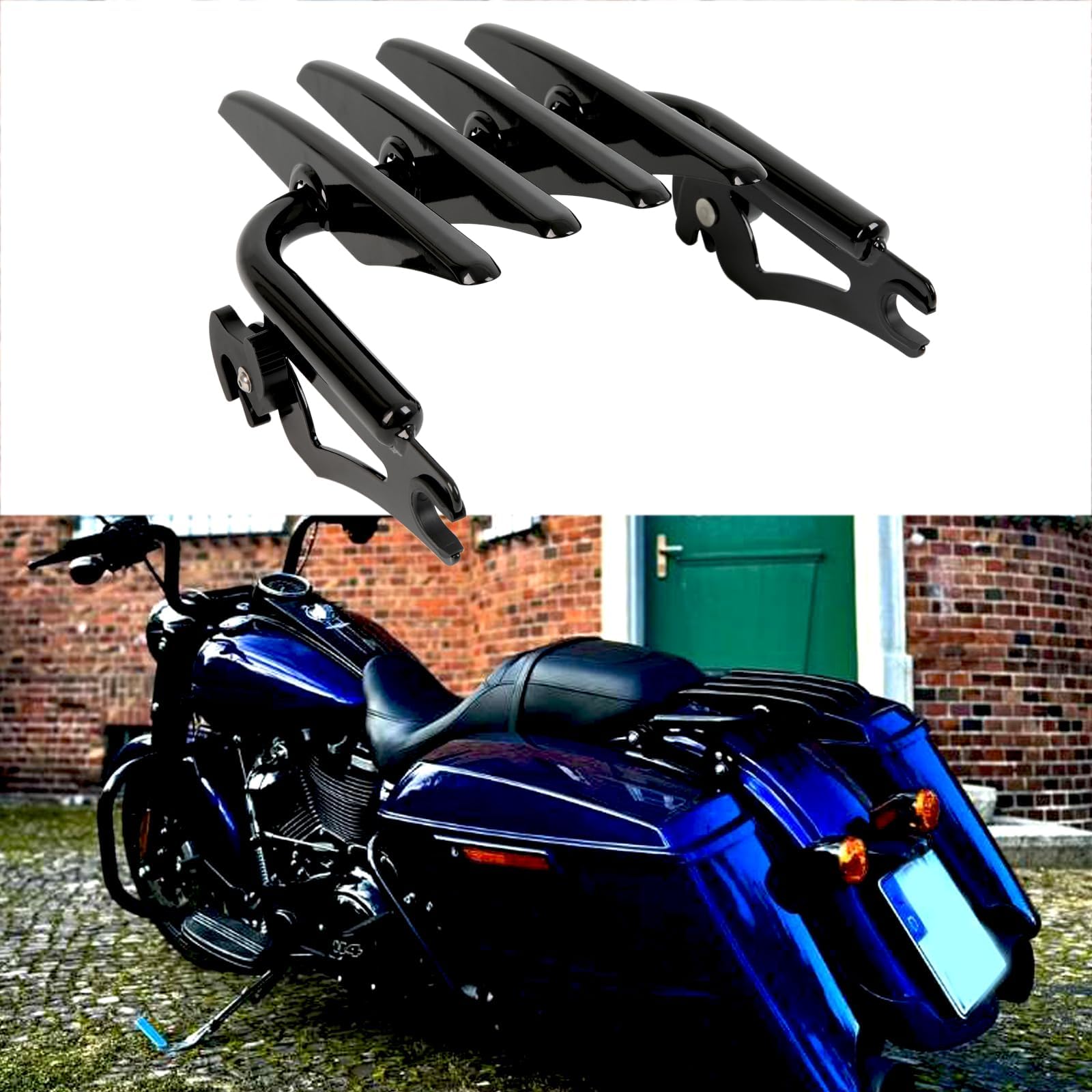 Amazon.com: JMTBNO Gloss Black Motorcycle Luggage Rack Detachable ...