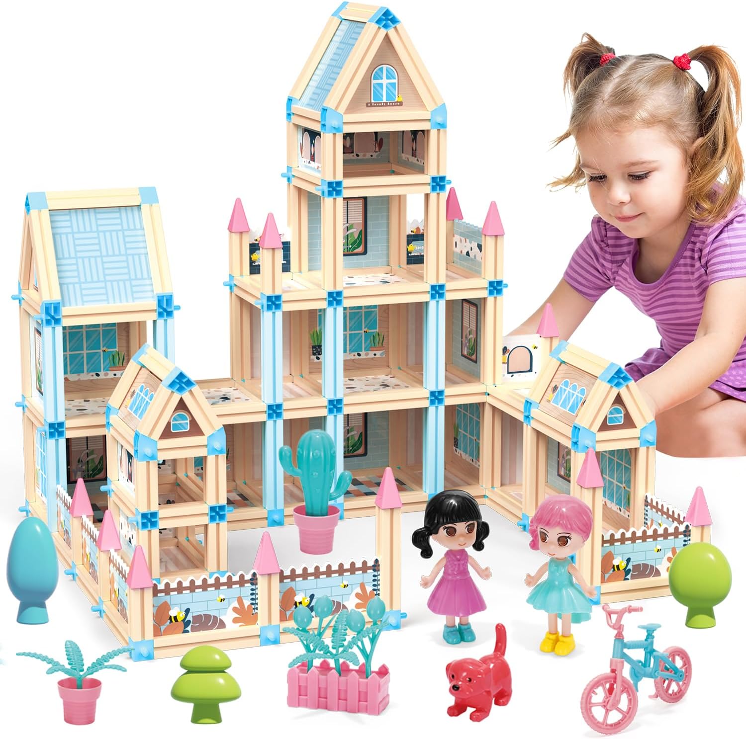 Amazon.com: Mostop Doll House for Girls Toddler Toys with Dolls Toy ...
