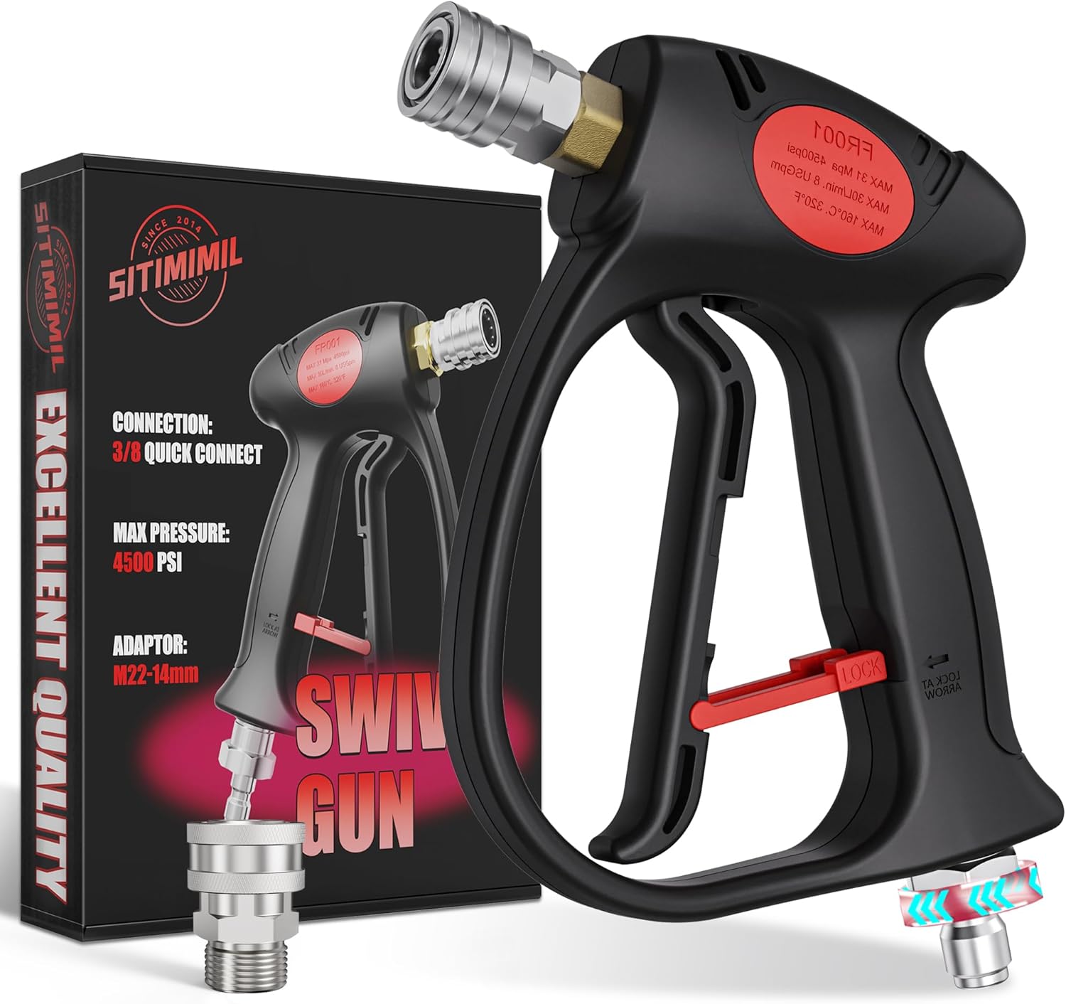 Amazon.com: SITIMIMIL®Swivel Pressure Washer Gun with 3/8" Rotate Quick ...