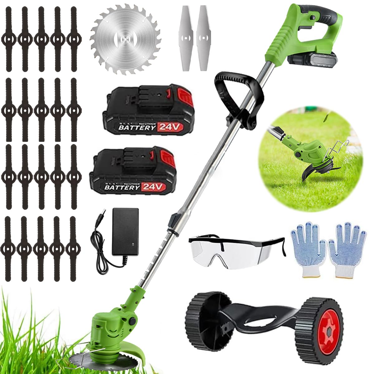 Amazon.com : Electric Weed Wacker Eater Battery Powered 24V Cordless ...