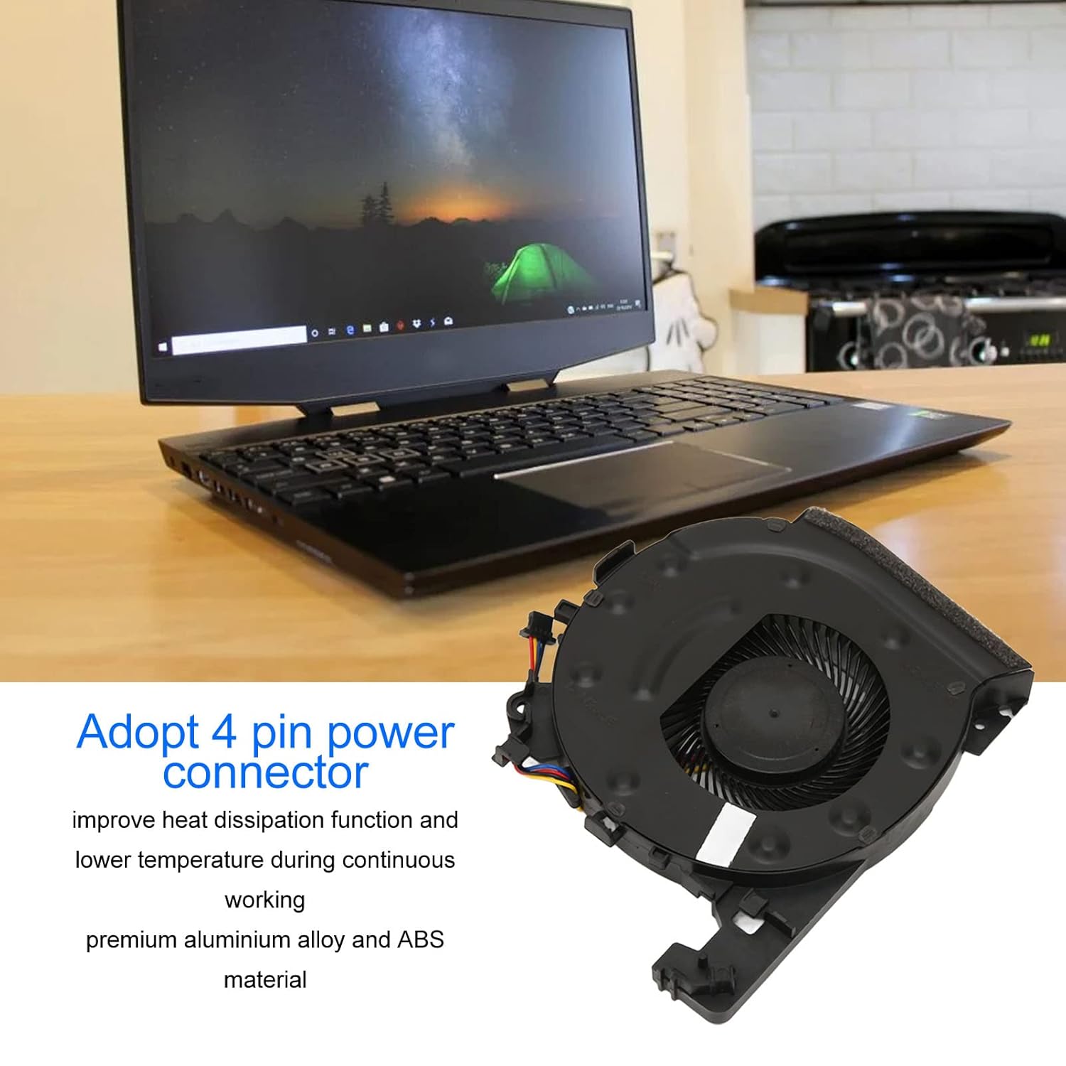 Diyeeni Laptop Cooling Fan Easy Connection Fast Cooling 4Pin Power ...