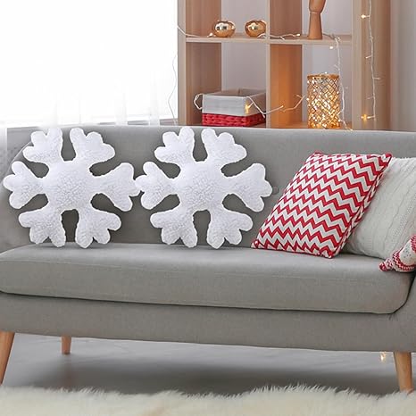 Amazon.com: Soaoo 2 Pcs Snowflake Pillow Winter Throw Pillows ...