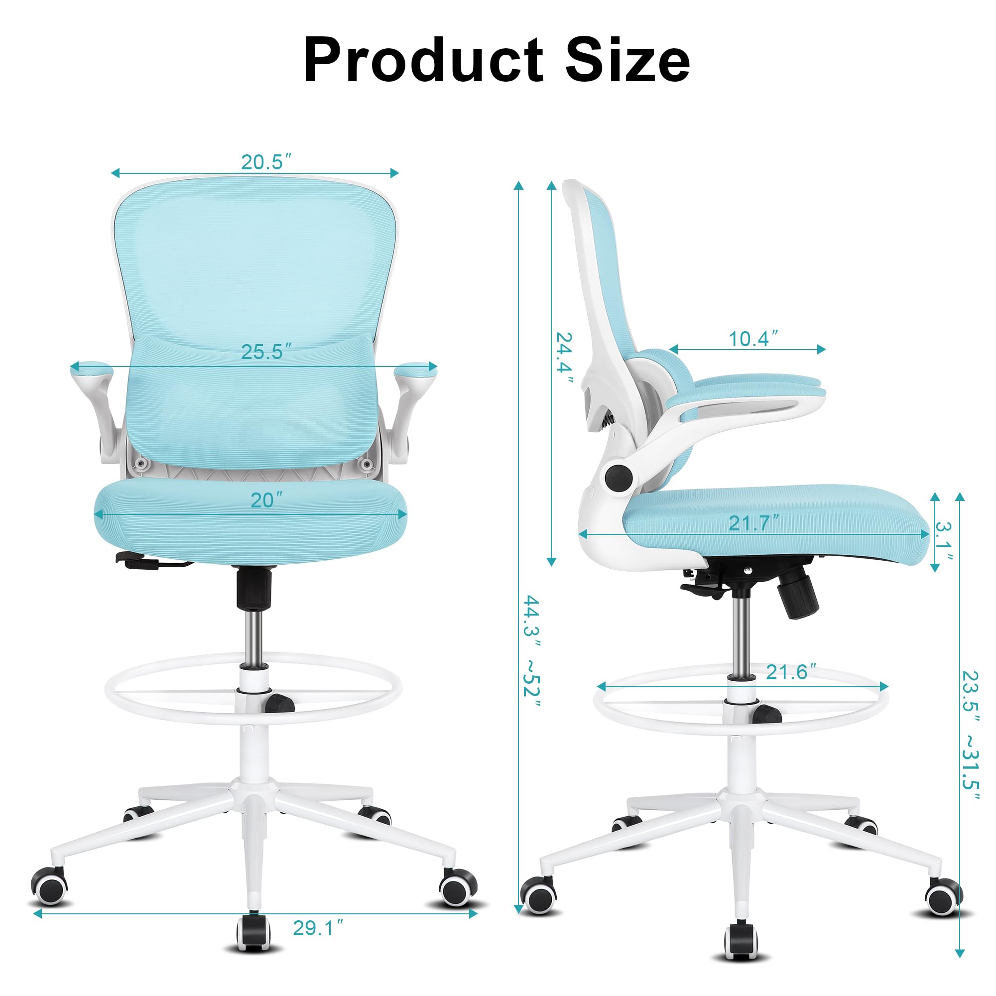 Snapklik.com : Misolant Drafting Chair, Tall Office Chair For Standing ...