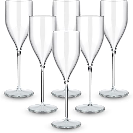 BRYNA - Set de 6 Pièces Verres Flute de 18 Cl en Polycarbonate ...