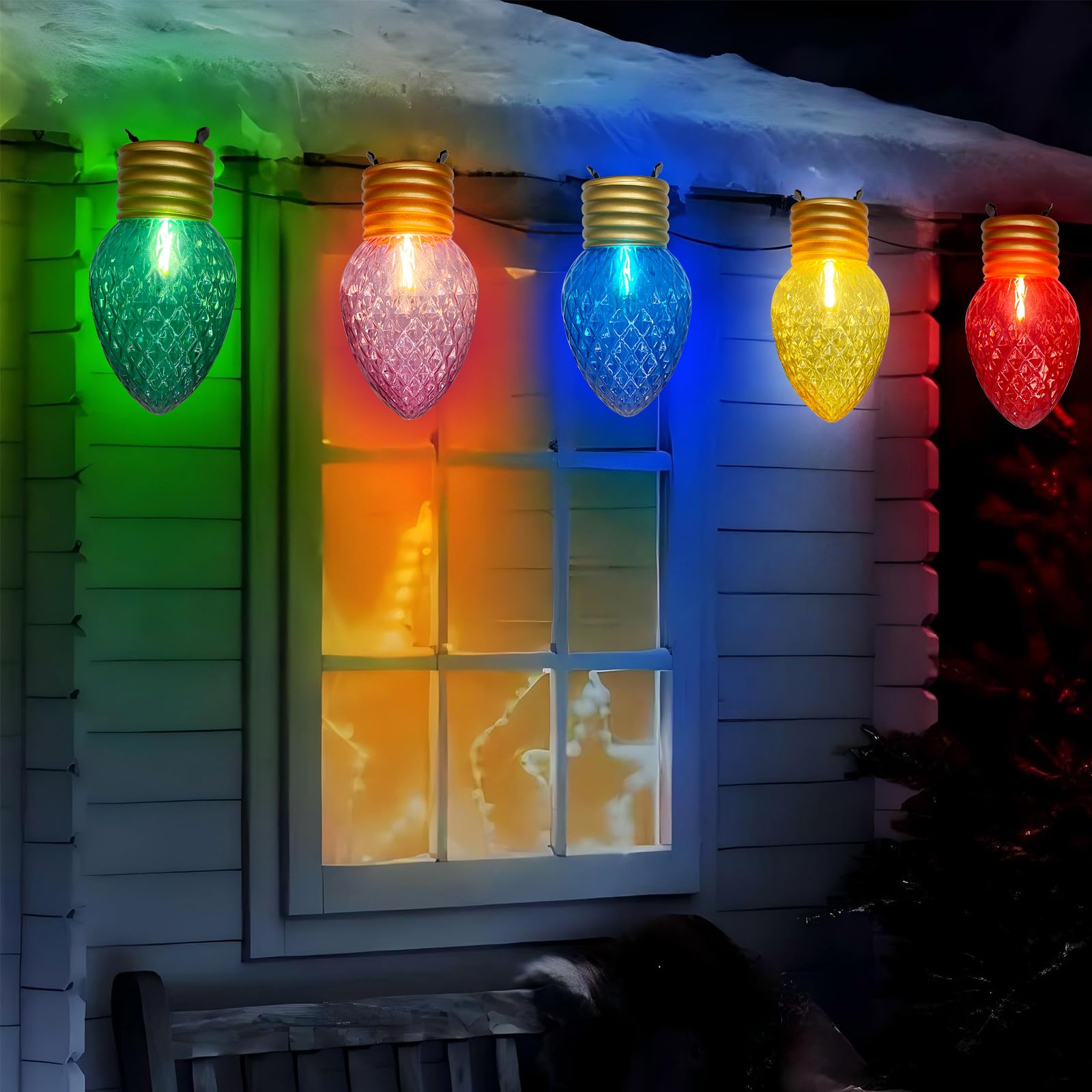 Jumbo Multicolor Christmas String Lights,16FT Jumbo Christmas Hanging ...
